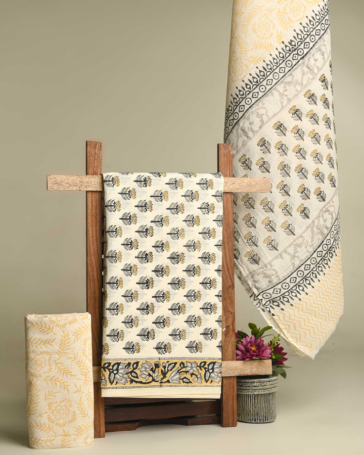 Shop Hand Block Printed Cotton Suit With Cotton Duptta | Bagrustore